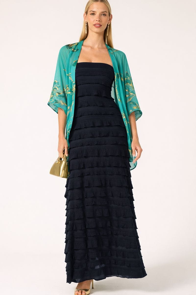 Courtesan Silk Events Kimono in Jade Floral | Silk Rayon Kimono