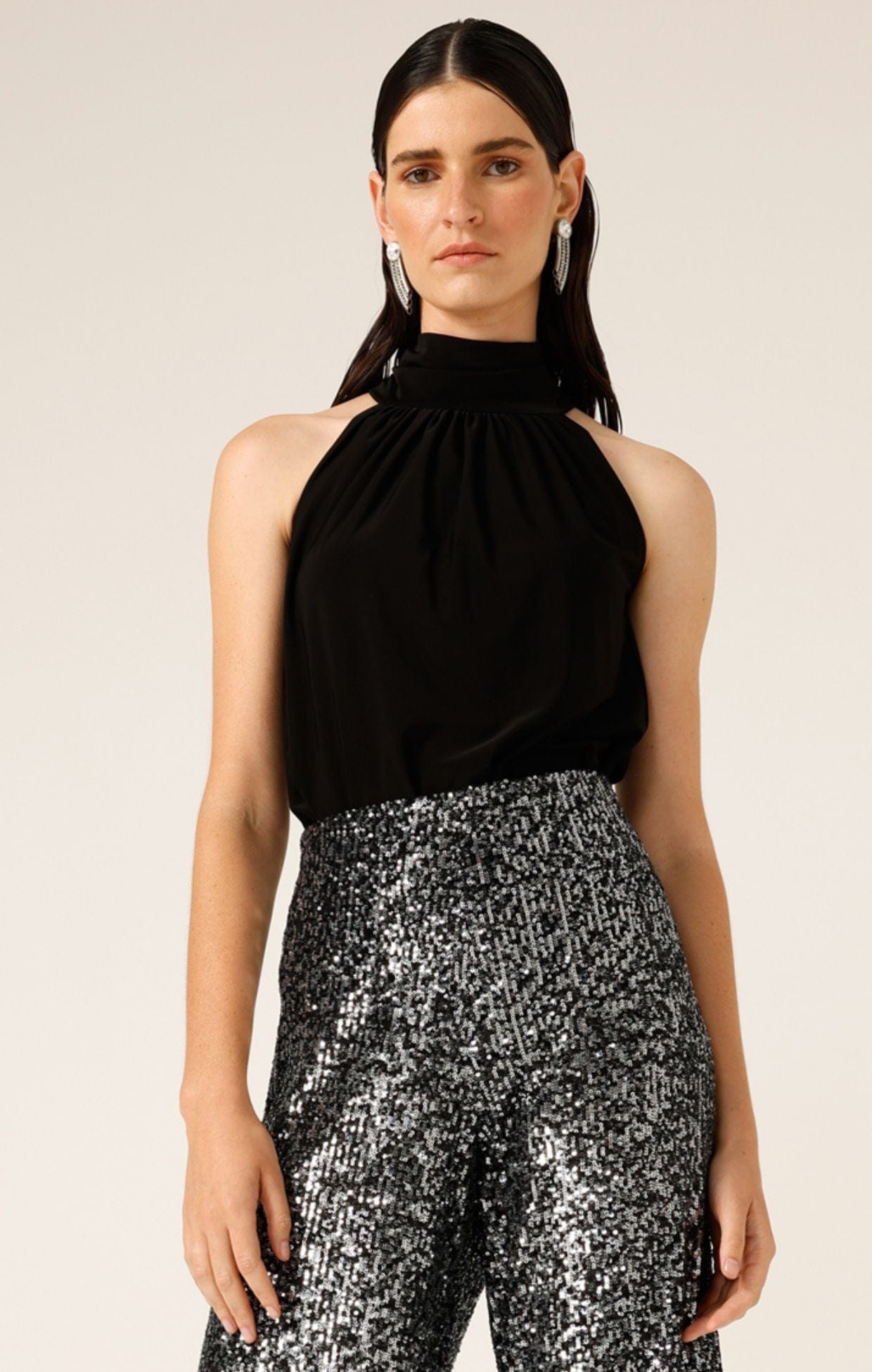 High Neck Top | High Neckline Tops in Black | Sacha Drake