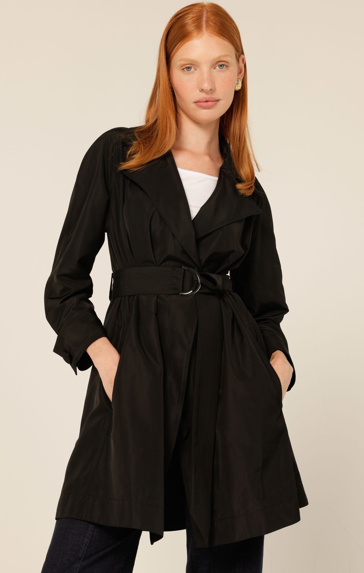 Noir black waterproof trench coat- SACHA DRAKE