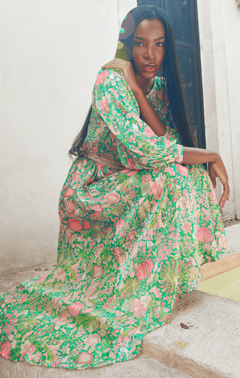 Maddison Dress in Emerald - SACHA DRAKE