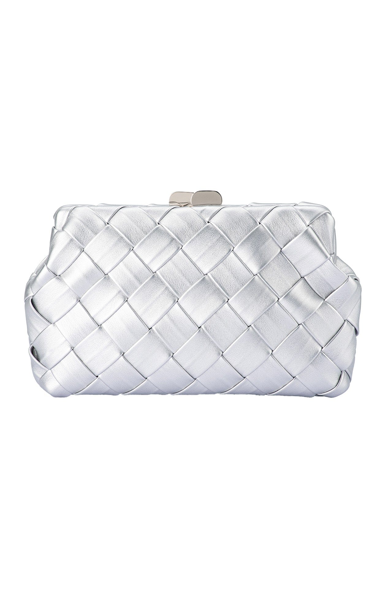 Quinn Woven Clutch Bag in Silver by Olga Berg - SACHA DRAKE