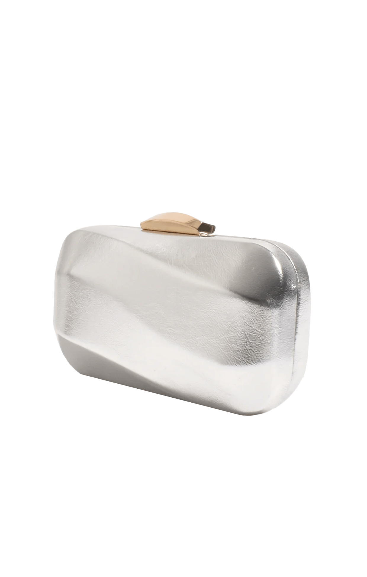 Wavy Structured Metallic Clutch in Silver - SACHA DRAKE
