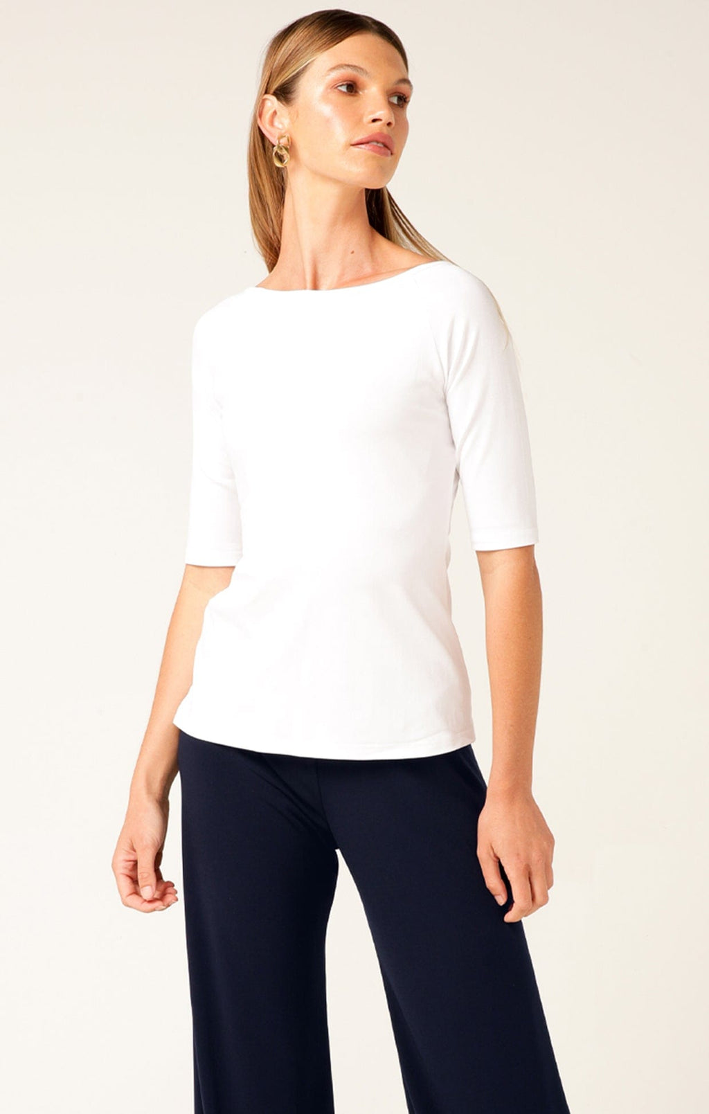 3/4 Sleeve Top in White - SACHA DRAKE