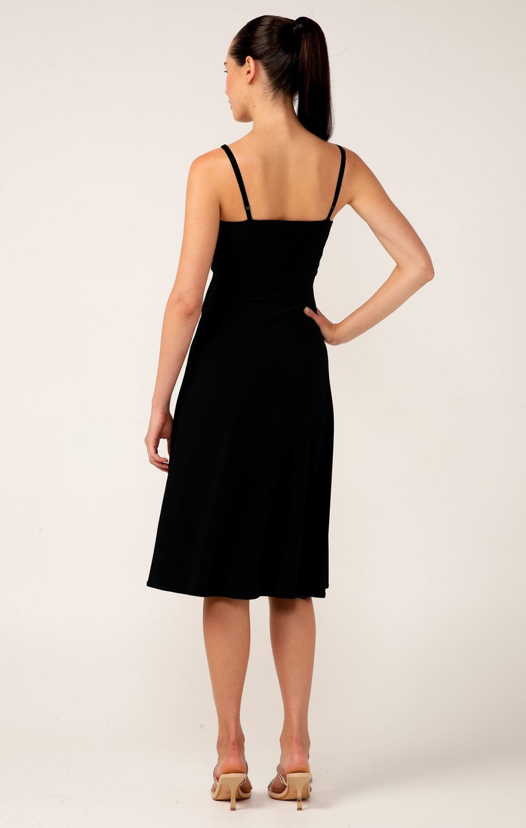 Cross Over Slip Dress in Black - SACHA DRAKE